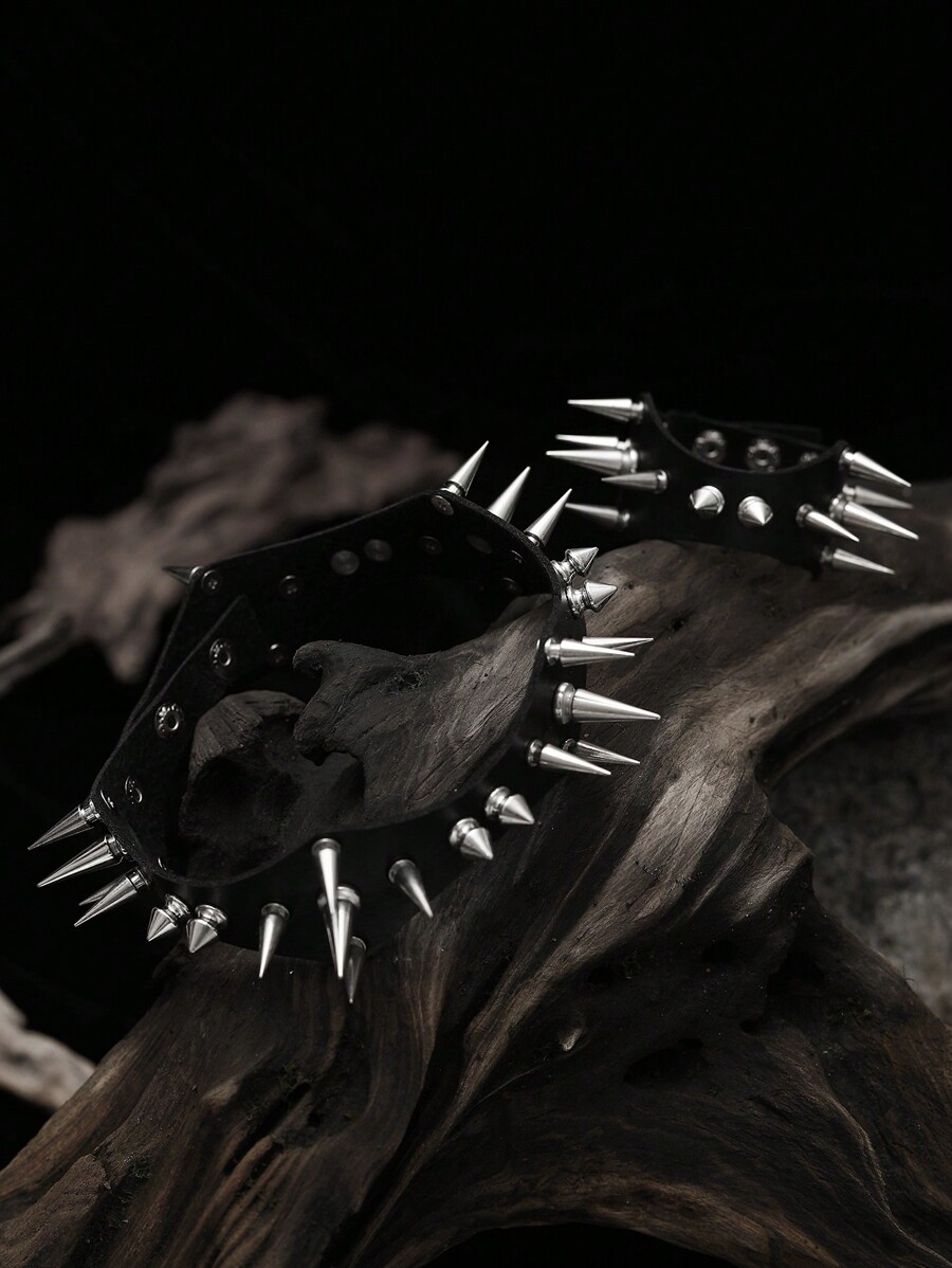 2-Piece Set Women Choker Goth Necklaces Spiked Choker Punk Rock Collar ...