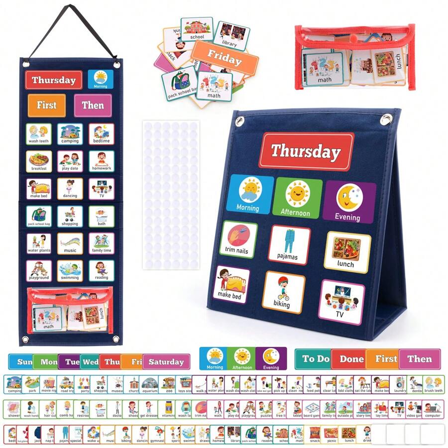 Calendario visual para niños, calendario diario con 98 tarjetas de ...