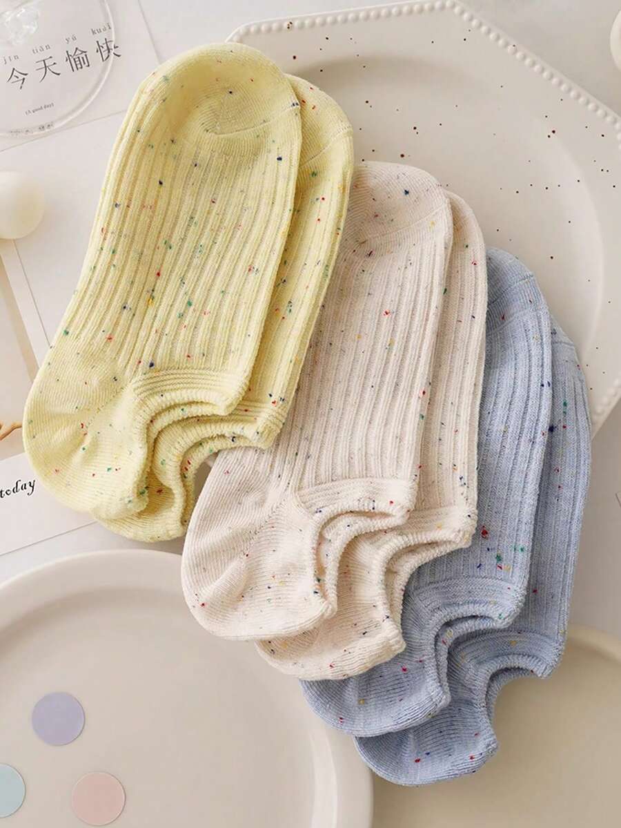 5 Pairs Of Women's Ankle Socks With Dot Yarn Stripes, Suitable For Any ...