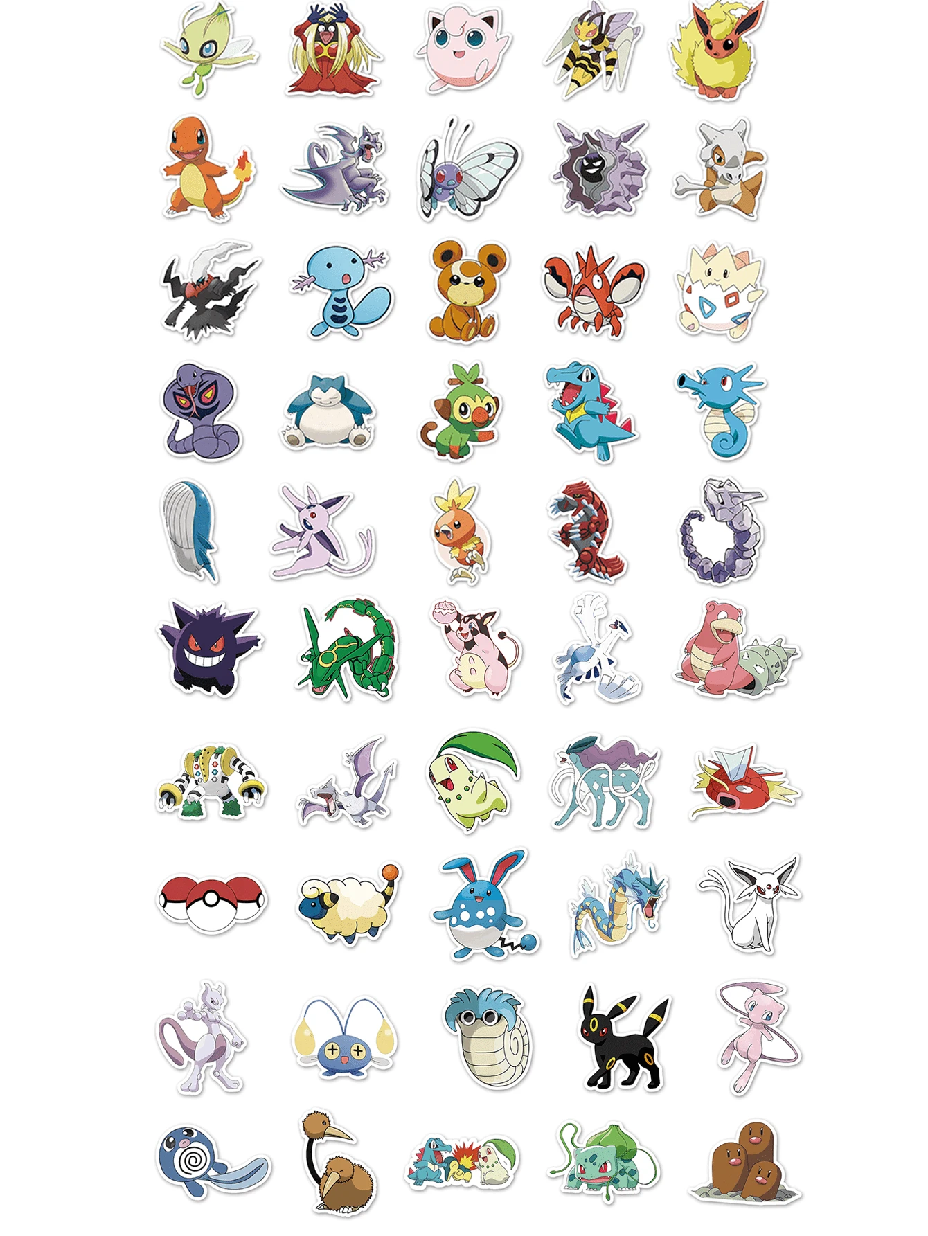 Pokemon 100Pcs Stickers Kawaii Skateboard Bicycle Guitar Laptop Kids ...