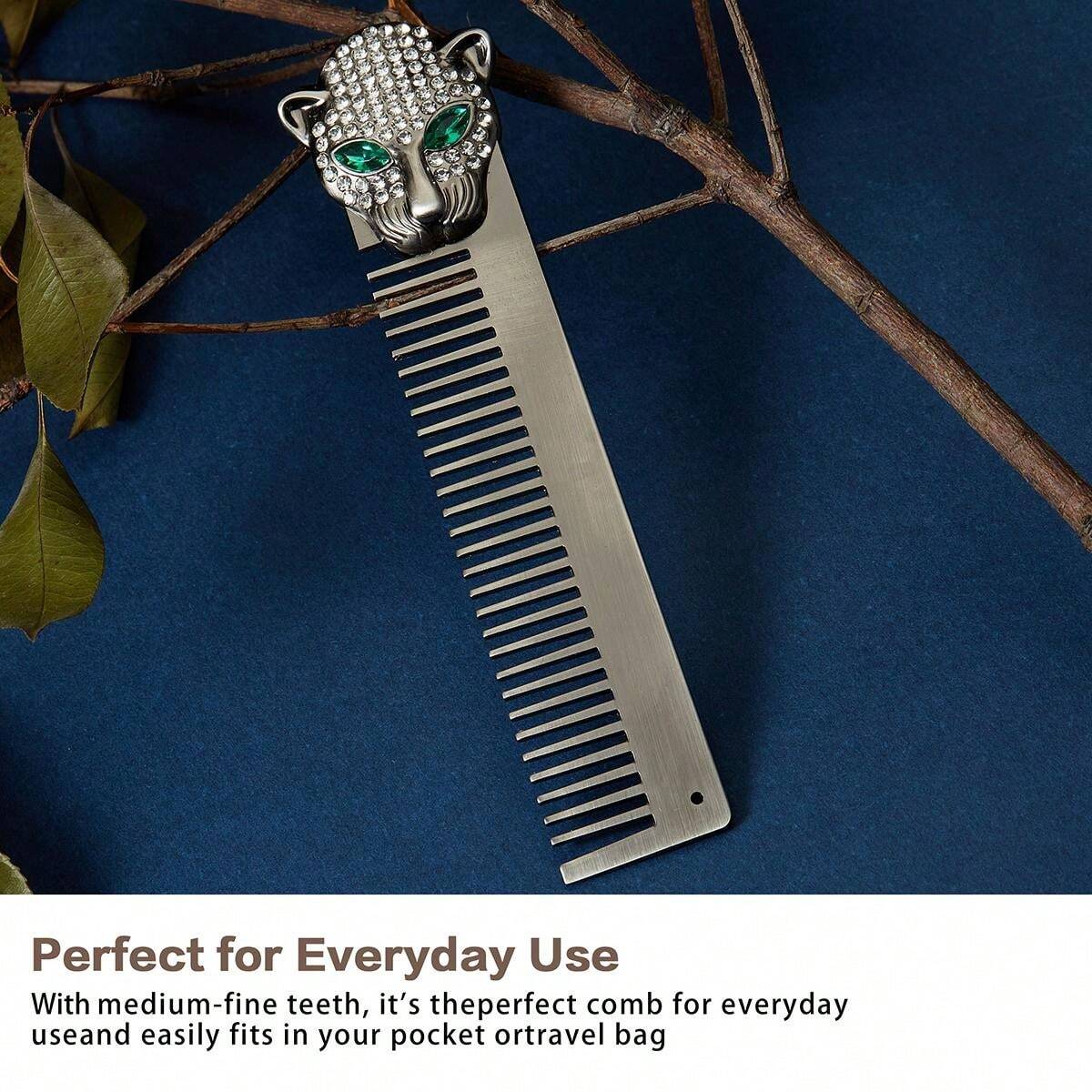 Leopard Head Metal Mustache And Beard Comb For Men, Perfect For ...