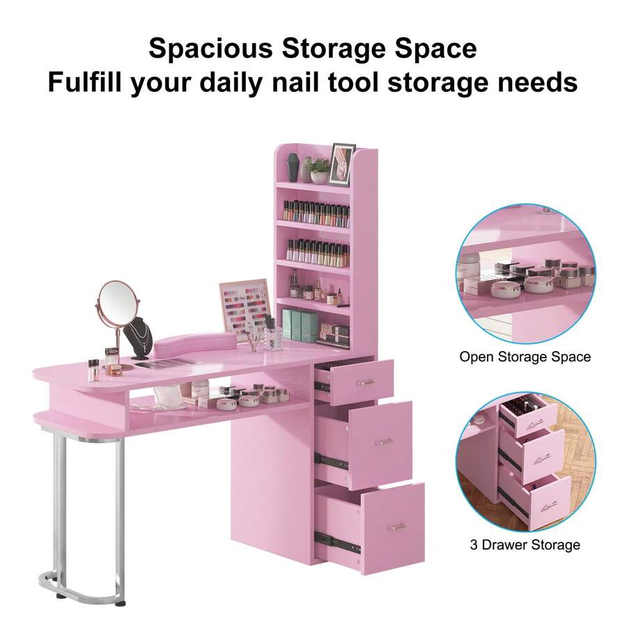 Manicure Table, Professional Nail Table For Nail Tech With Side Cabinet ...