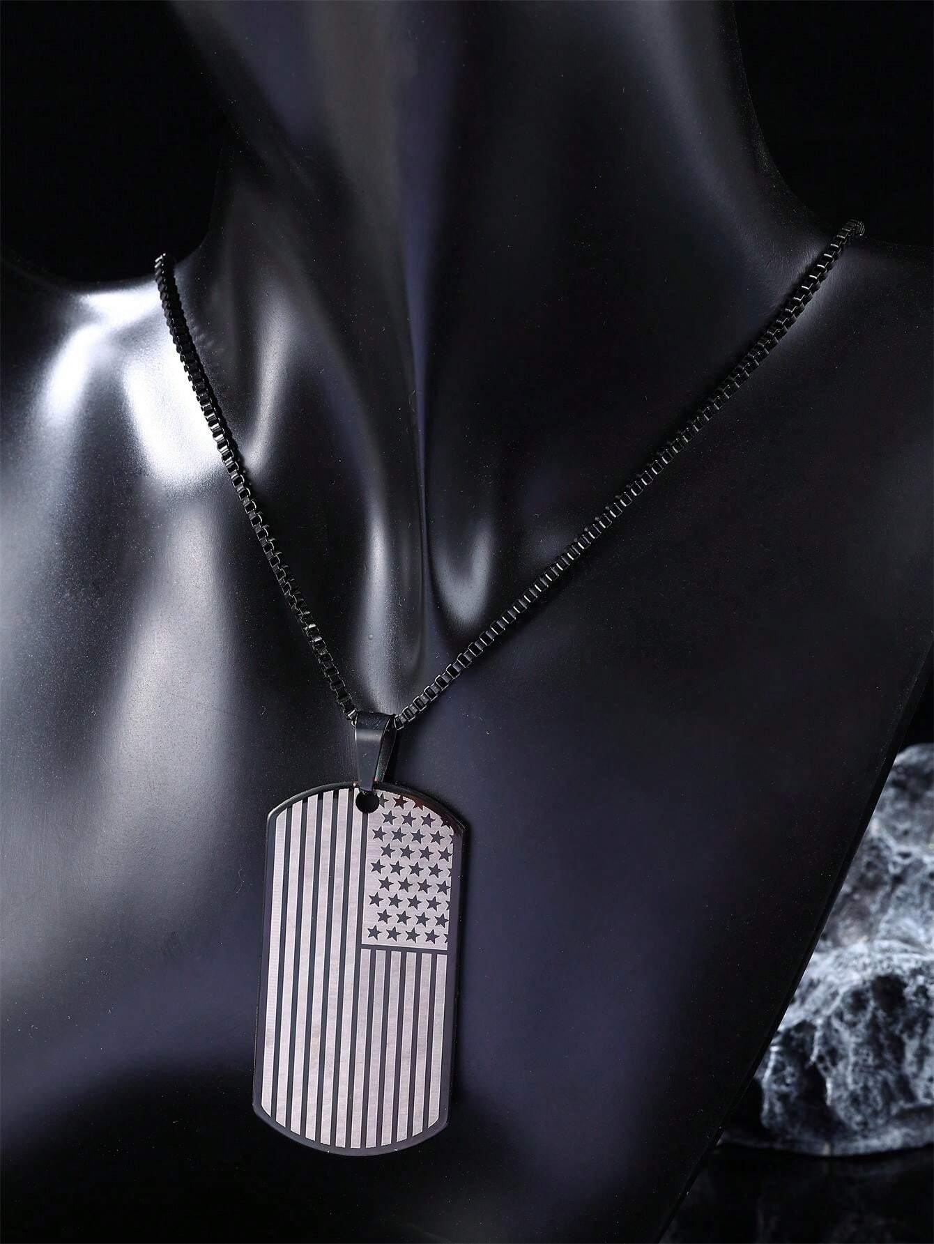 1 pezzo Collana con ciondolo Dog Tag militare in acciaio inossidabile ...