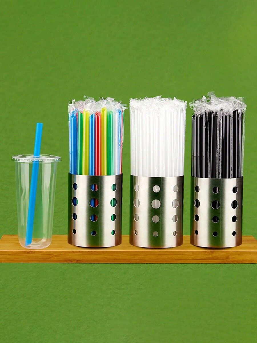 96-104pcs Disposable Plastic Drink Straw, Individually Wrapped, Pointed ...