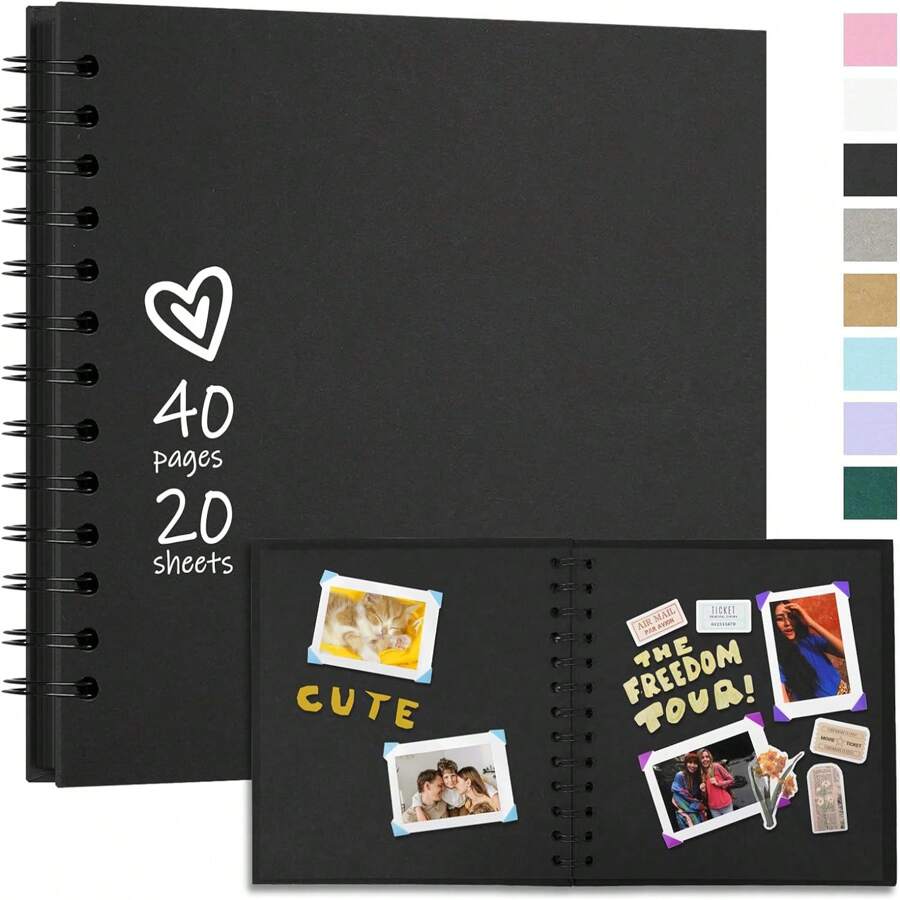 Scrapbook 7x7 Inch DIY Scrapbook Album Hardcover Kraft Paper Scrap Book ...