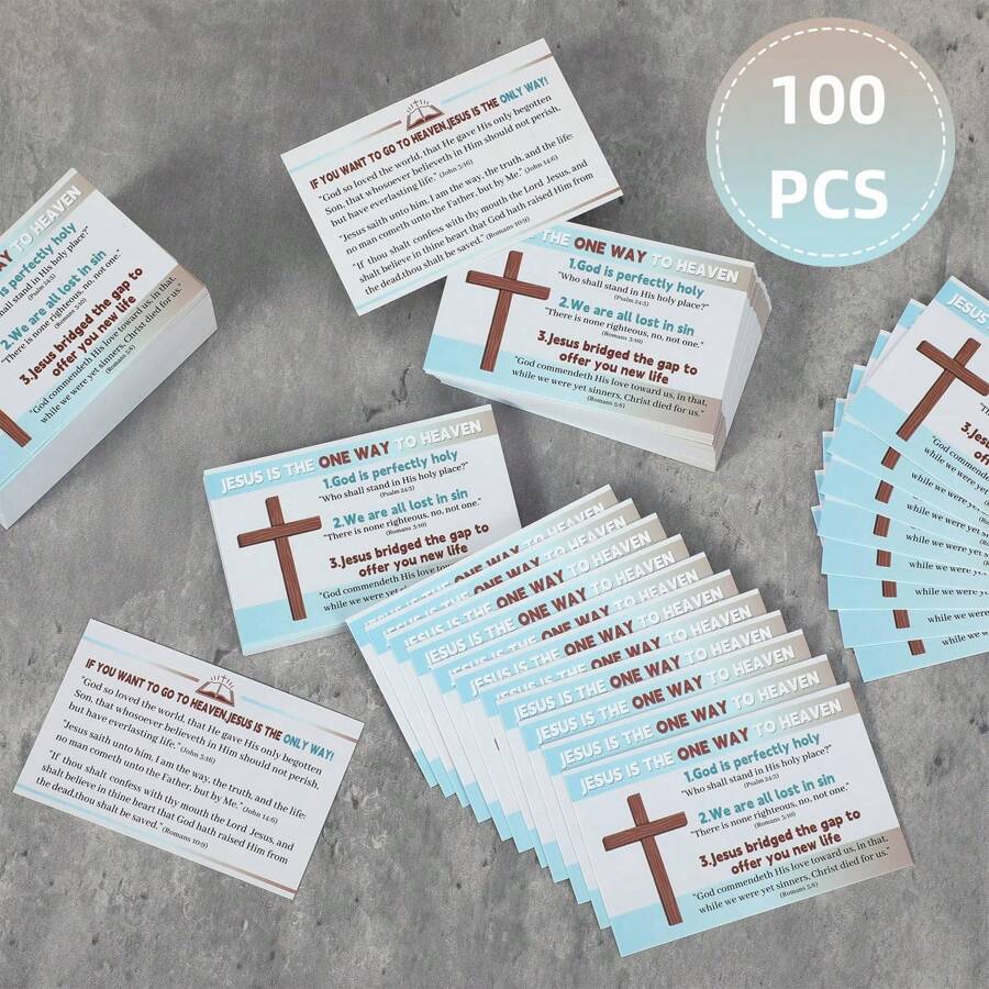 100pcs Bible Verse Illustrated Pocket Postcards For Evangelism ...