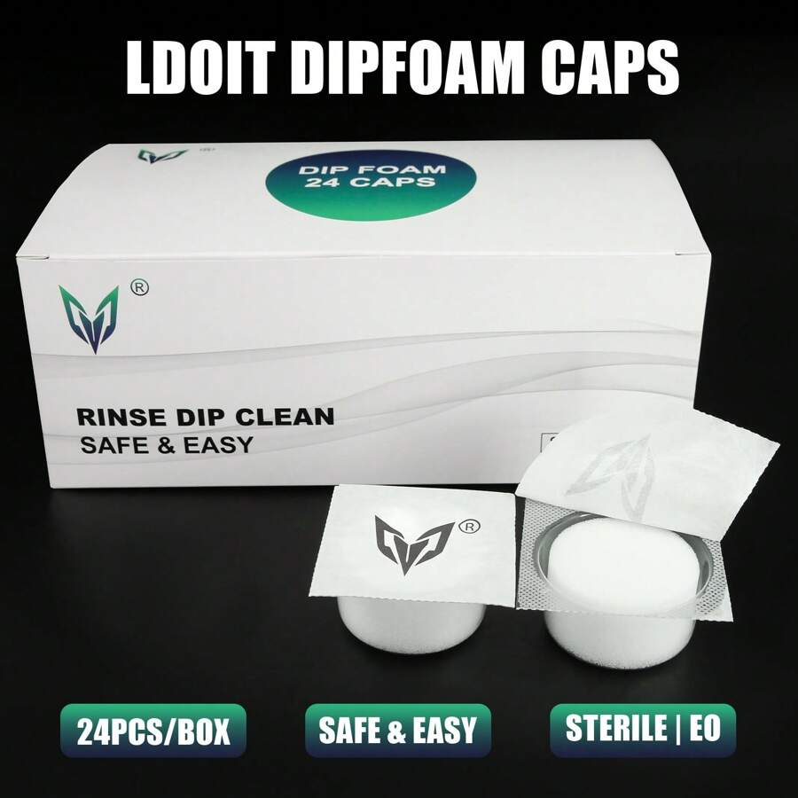 24Pcs Tattoo Dip Foam Rinse Cup Disposable Dip Clean Foam Cup Cartridge ...