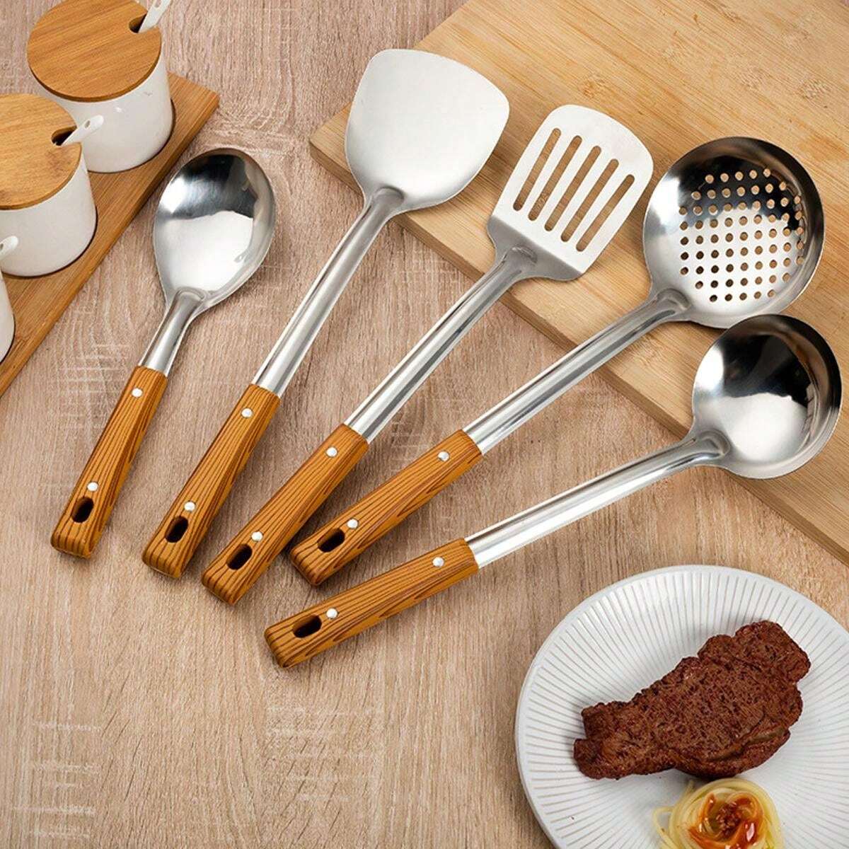 Heat-Resistant Stainless Steel Kitchen Utensils Set For Cooking ...