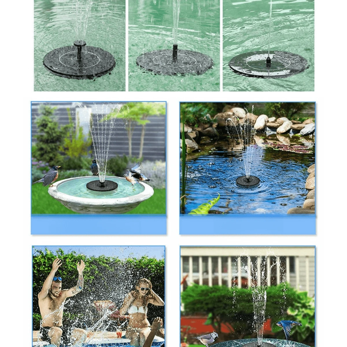 Solar Powered Water Fountain For Pool, Garden And Courtyard. Floating ...