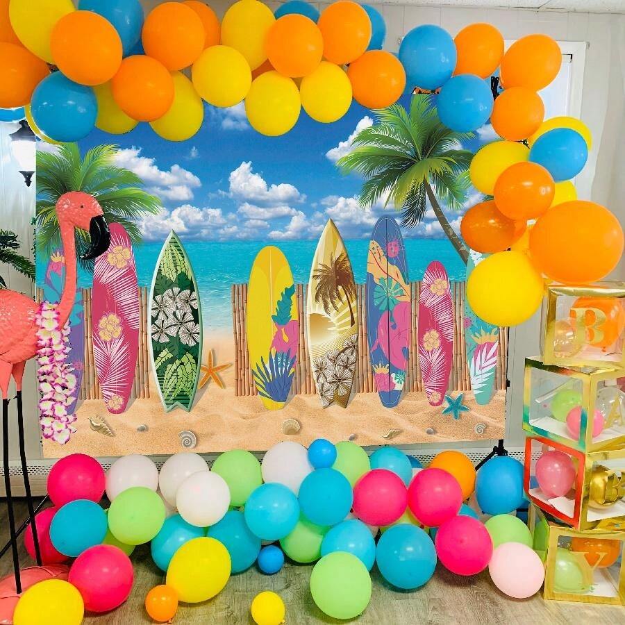 1pc 7x5FT Summer Surf Beach Theme Party Backdrop Surf Seaside Tropical ...