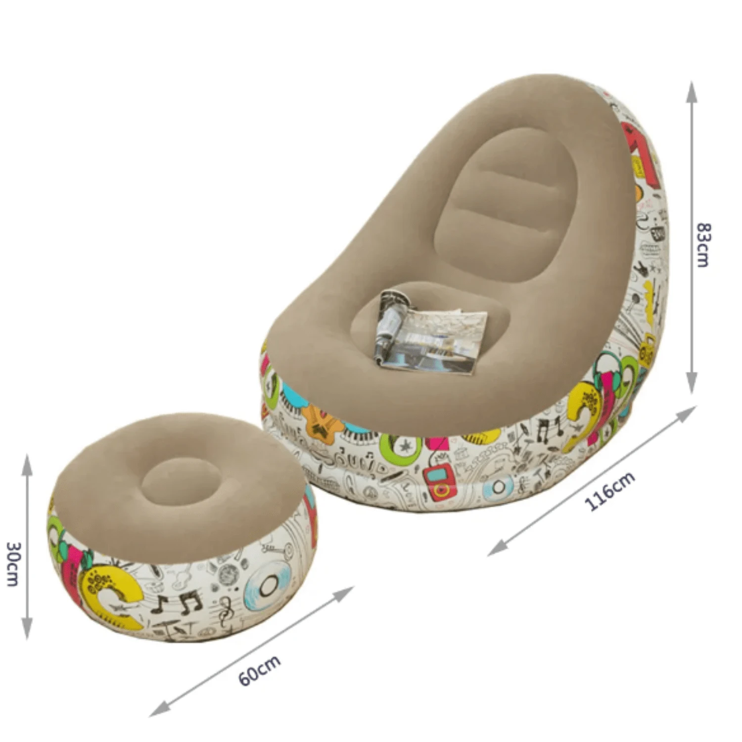 Sillón Inflable Portátil Ocio 2en1 Con Reposapiés Niños y adultos ...