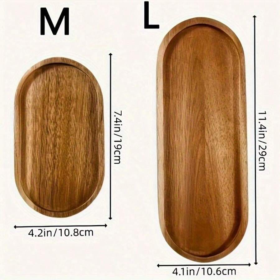 1PC, Wood Oval-Shaped Tray, Suitable For Serving Cheese, Bread, Fruits ...