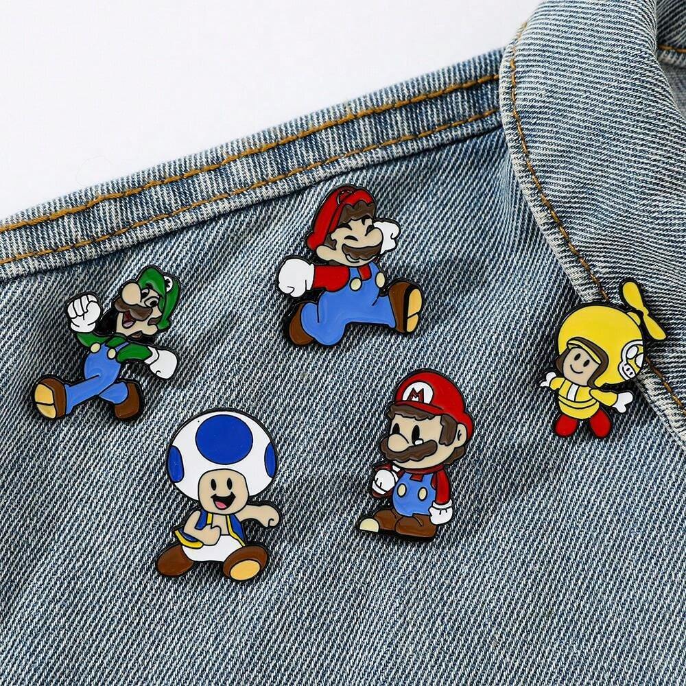 SuperMario 1 Pc Creative Game SuperMario Metal Brooch Fun Toad Luigi Enamel Lapel Backpack ...