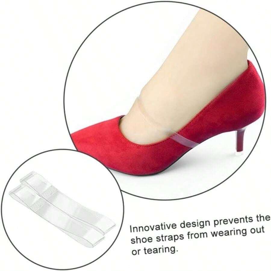 5 Pairs Clear Invisible High Heel Shoe Straps, Women Elastic Shoe Laces ...