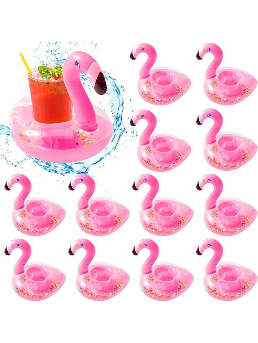 12 Packs Inflatable Pool Drink Holder Floating Roller Coaster Multi ...