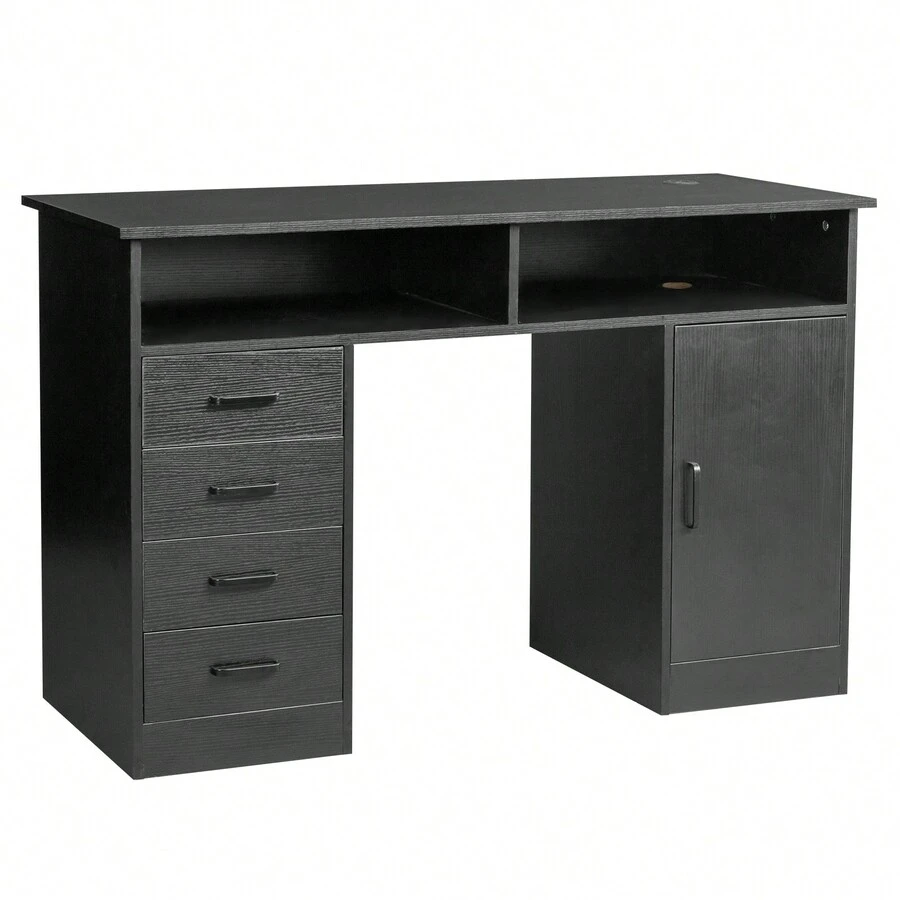 Computer Desk,Computer Desk With 4 Drawers And A Storage Cabinet, Home ...