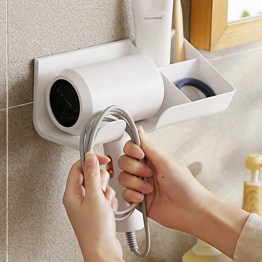 1pc Wall-Mounted Bathroom Hair Dryer Storage Bracket, No Need To Punch ...