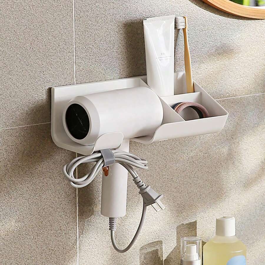 1pc Wall-Mounted Bathroom Hair Dryer Storage Bracket, No Need To Punch ...