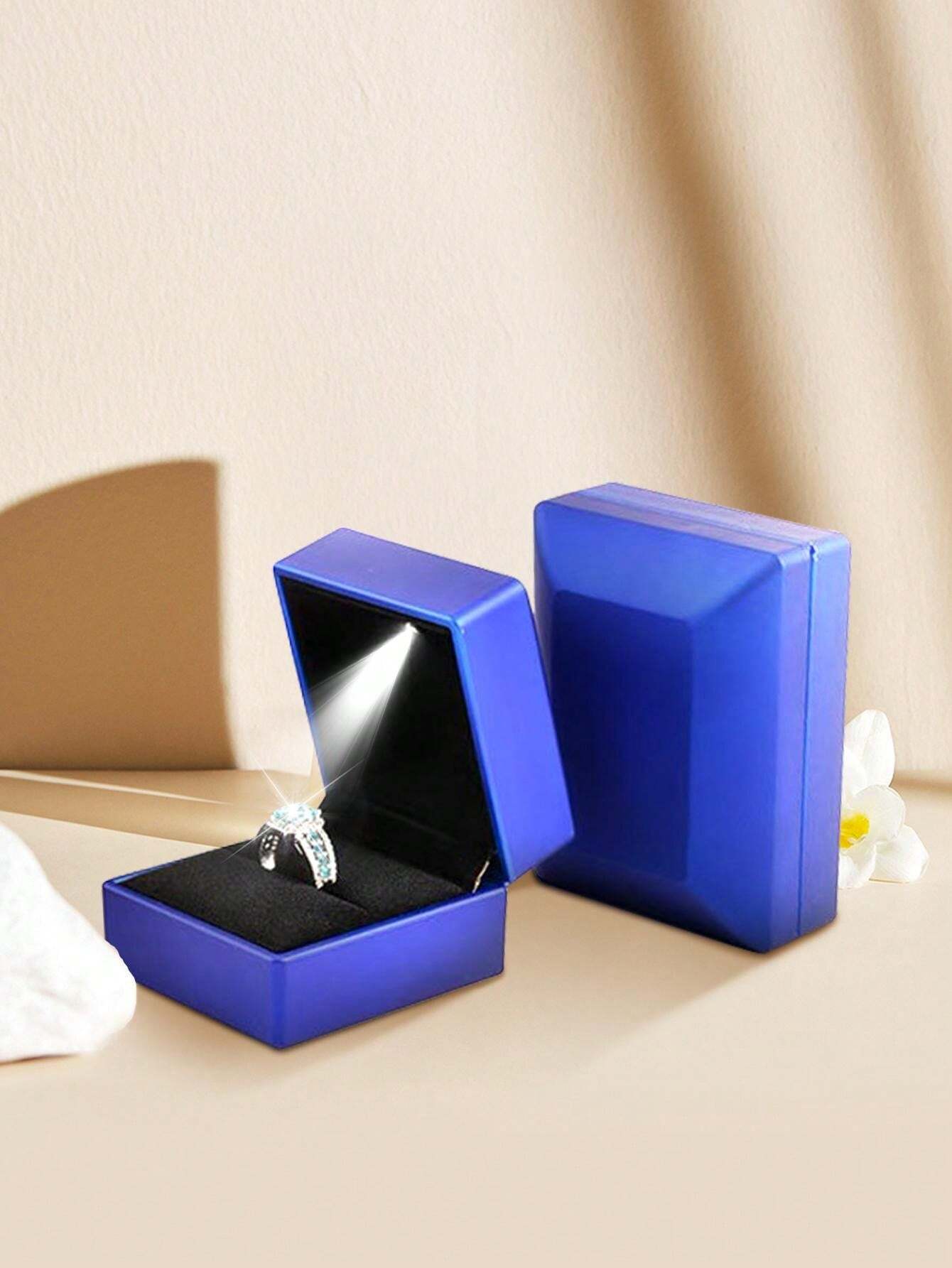 1 Pc Blue Ring Box Jewelry Organizer Display Box With LED Light ...