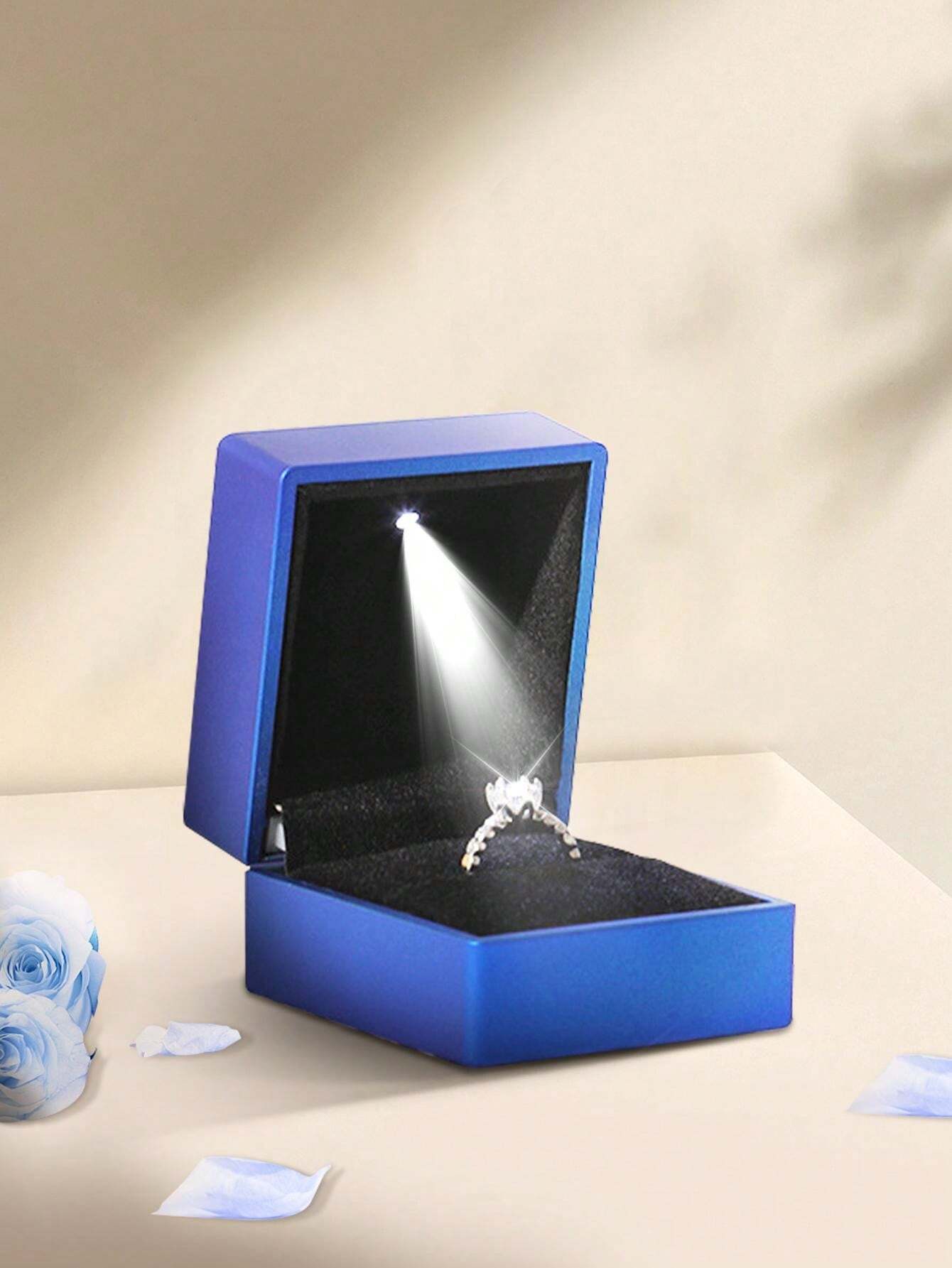 1 Pc Blue Ring Box Jewelry Organizer Display Box With LED Light ...