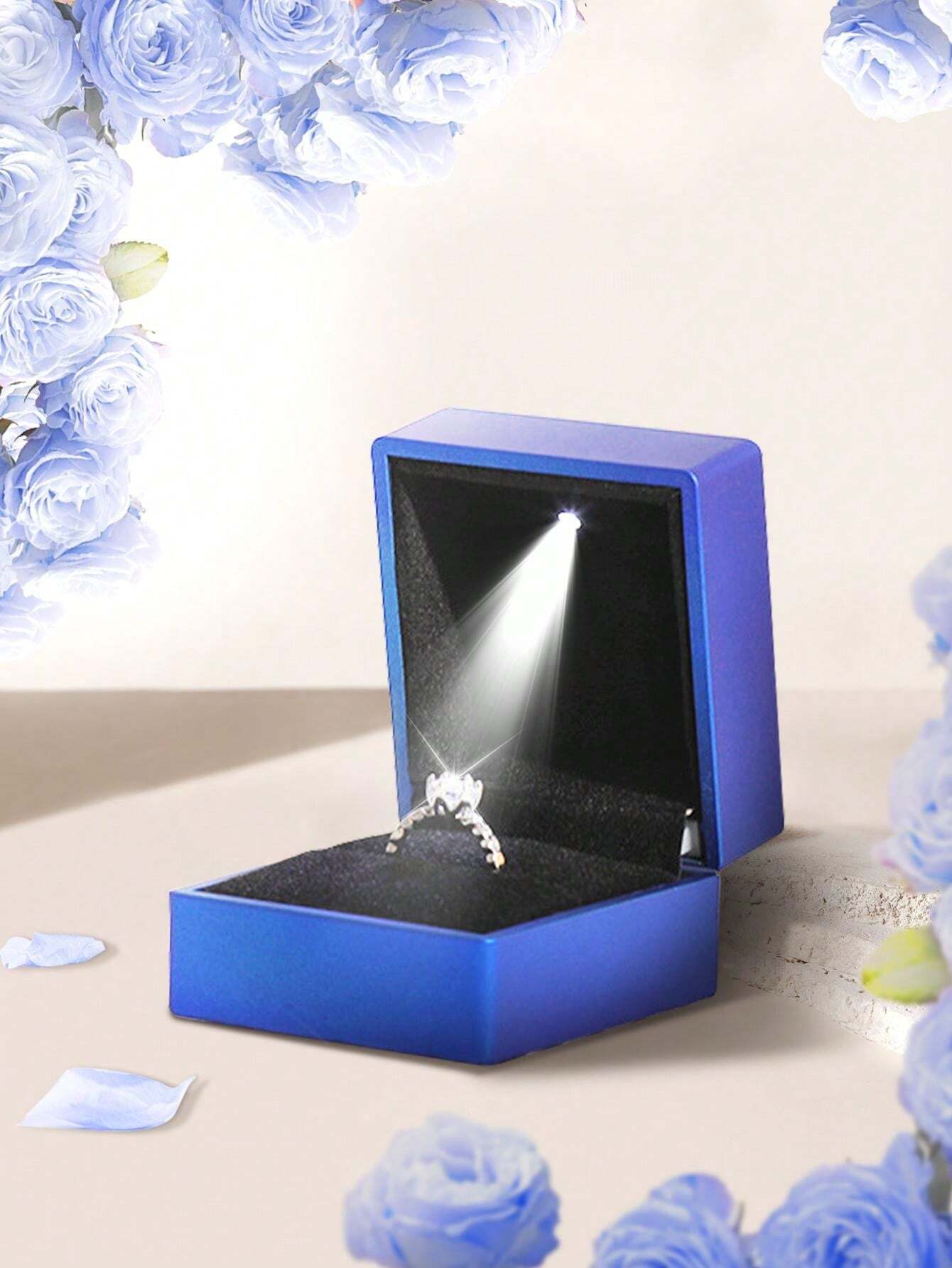1 Pc Blue Ring Box Jewelry Organizer Display Box With LED Light ...