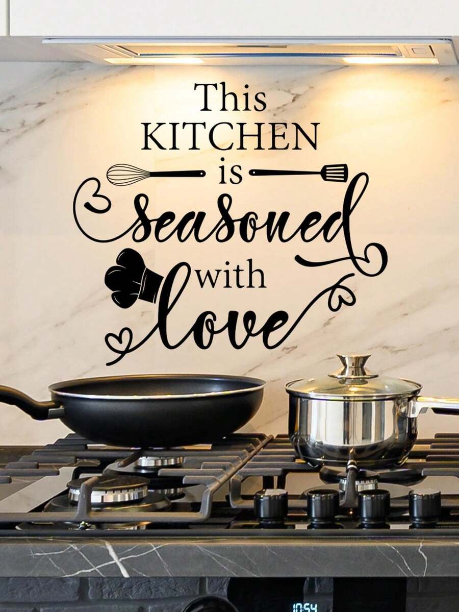 1pc PVC Kitchen Sticker, Modernist Slogan Graphic Wall Renovation ...