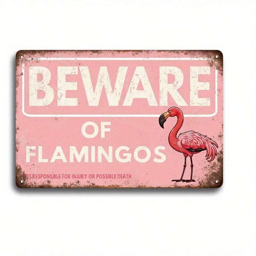 1pc, Flamingo Tin Sign, Outdoor Flamingo Decor, Pink Flamingo Yard ...