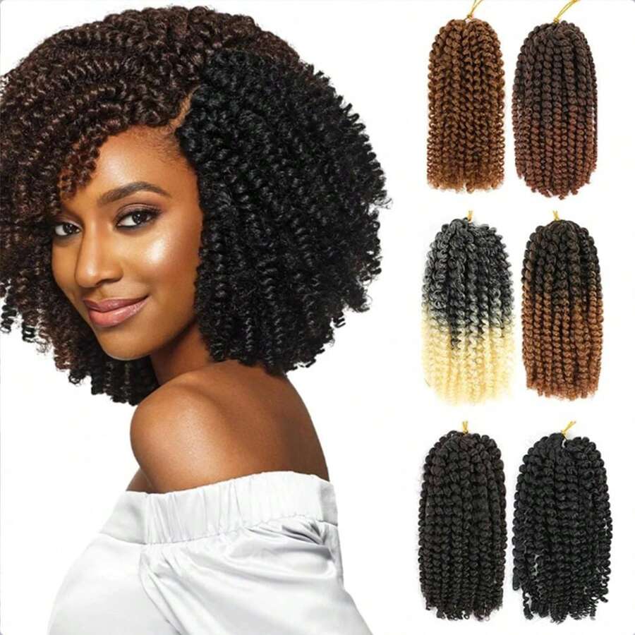 15 Strands/Pack 1 Pack Black Passion Twist Spring Crochet Hair 8 Inch ...