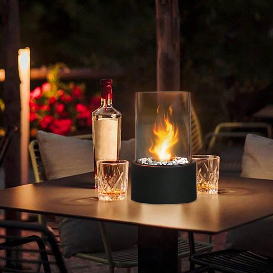 LILIIN tafelhaard bio-ethanol, rond/rechthoek met 2 stukken glas ...