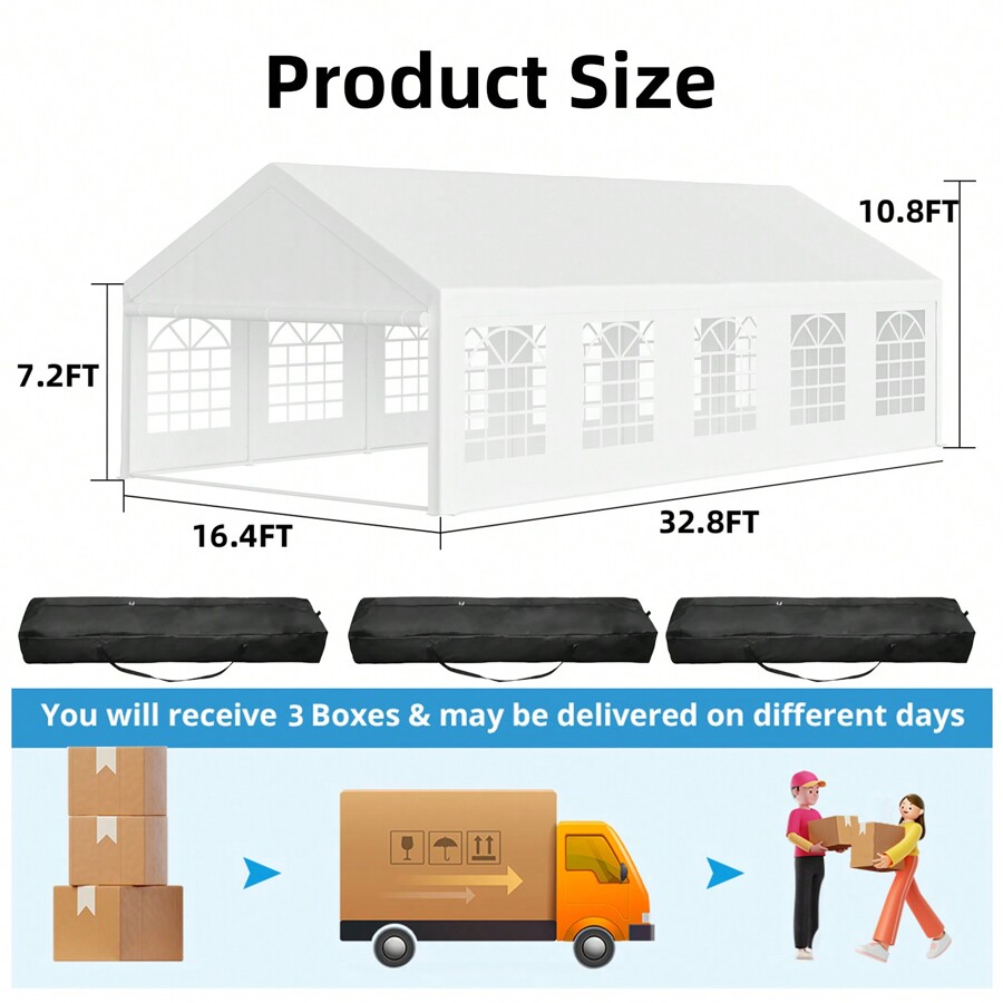 16 X 32 FT Outdoor Event Tent With Removable Sidewalls - Ideal For ...
