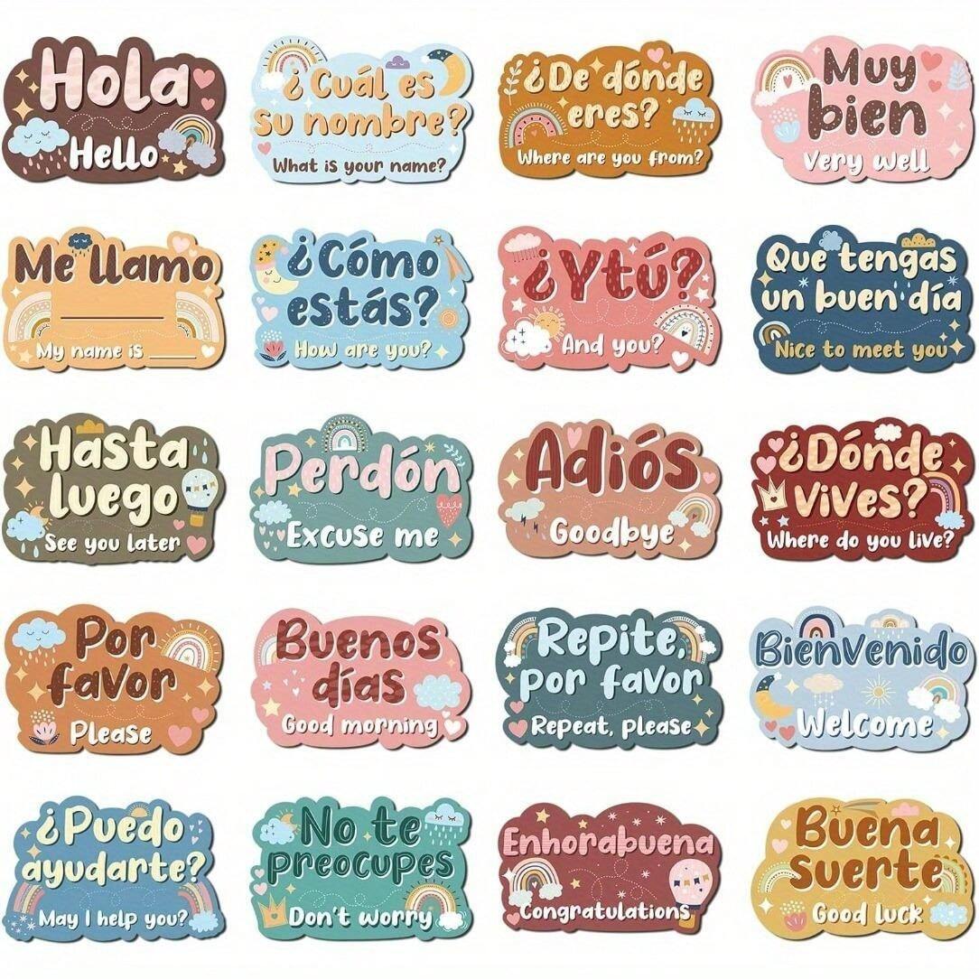 Conjunto de 20 carteles y tarjetas de frases españolas para ...