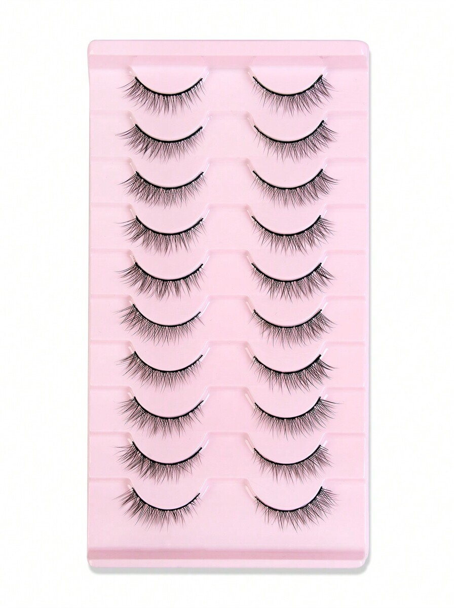 10 Pairs Cat Eye False Eyelashes, Full-Length 9mm With Extended Black ...
