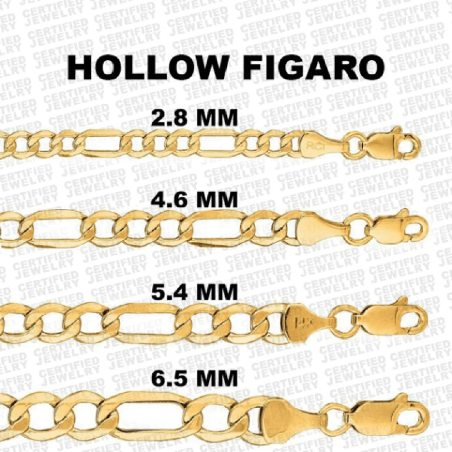 10K Yellow Gold Chain, 18" 20" 24" Inch, 3.0MM To 6.5MM Thick Gold ...