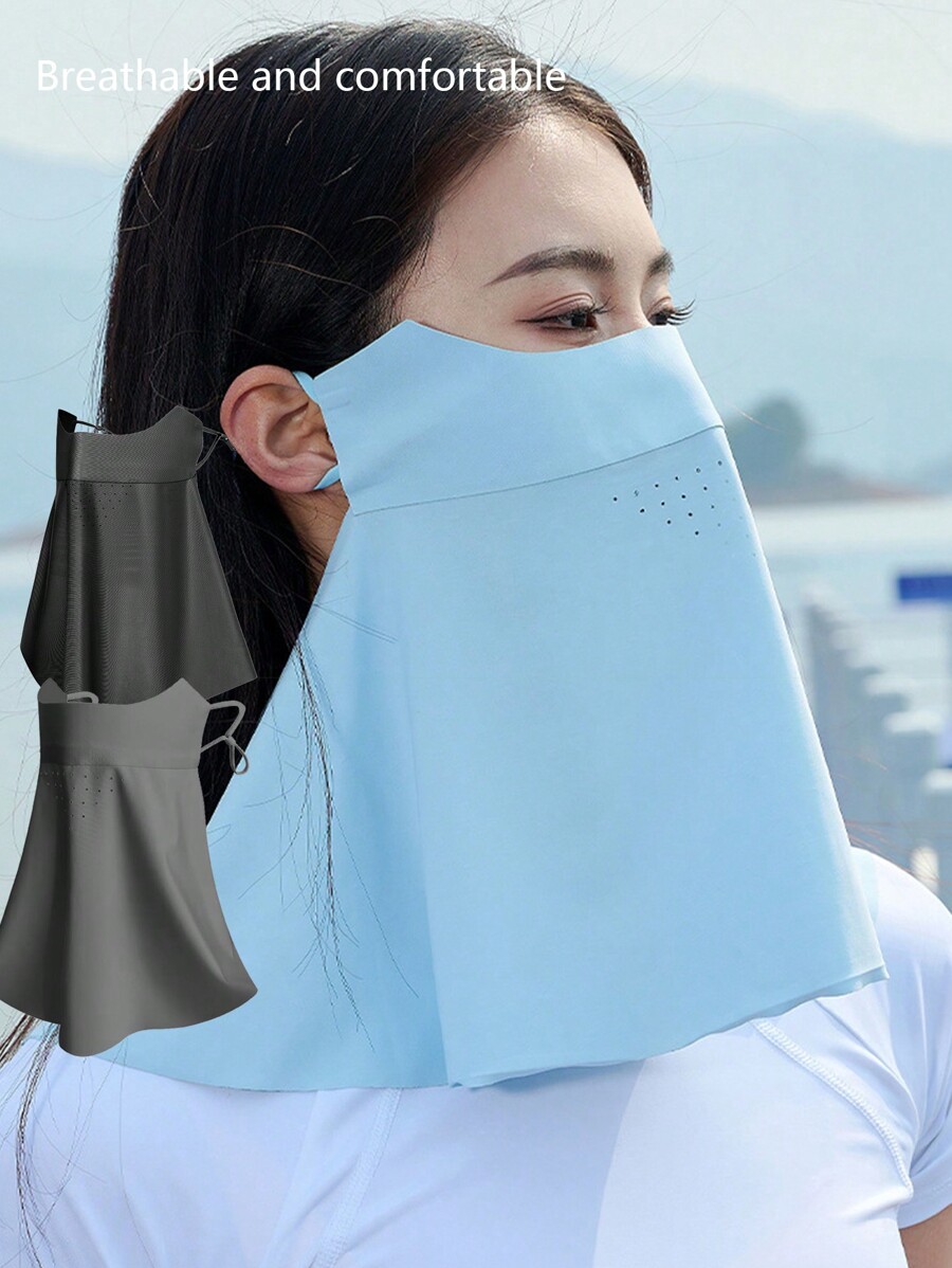 1pc Women's Outdoor Breathable Sunscreen Ice Silk Mask Neck Leg Face ...