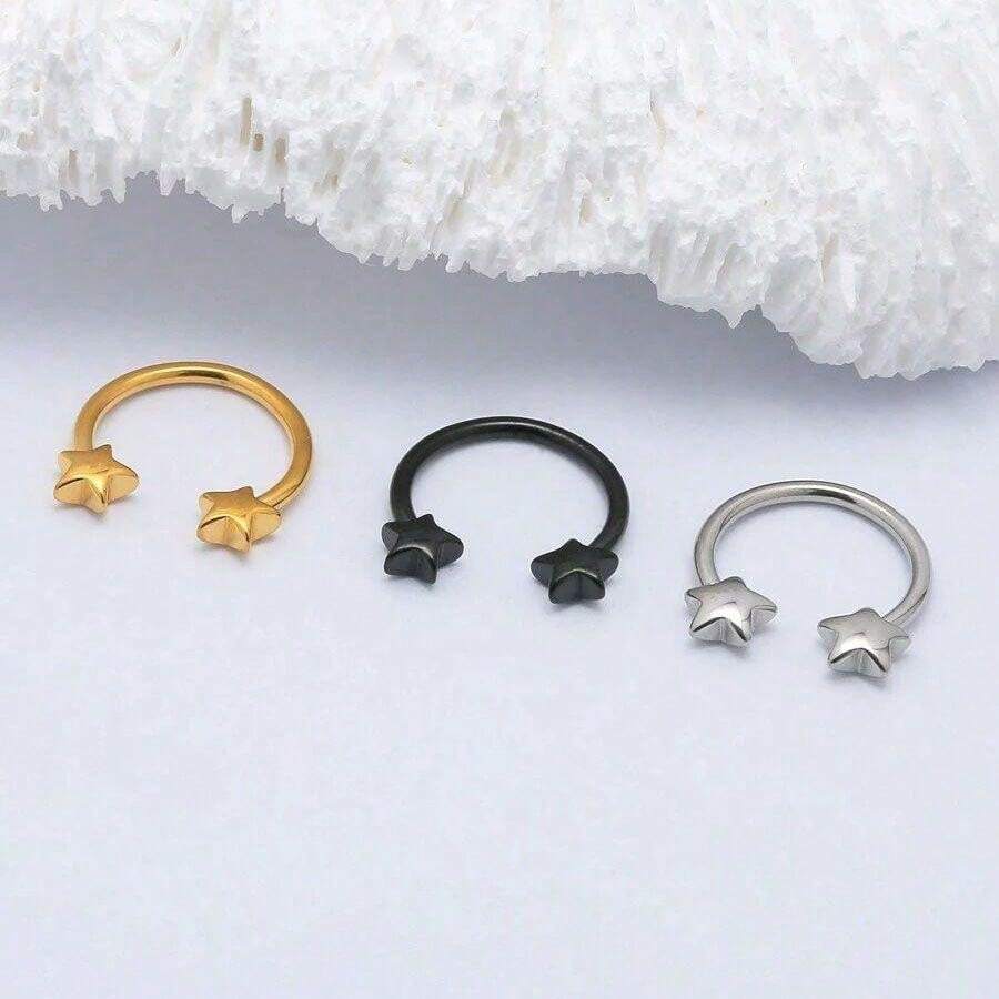 16G Septum Ring 316L Surgical Steel Star Nose Ring Body Piercing ...