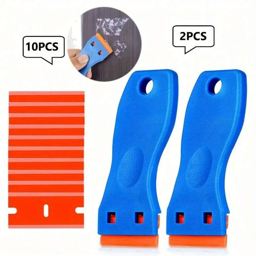 2-Piece Plastic Shaver Scraper With Blades - Adhesive Removal Tool For ...