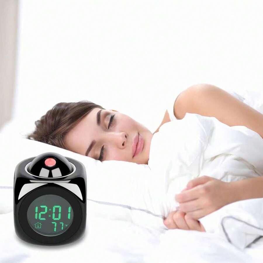 1Pc With Voice Talking LED Time Temperature For Bedroom,Projection ...