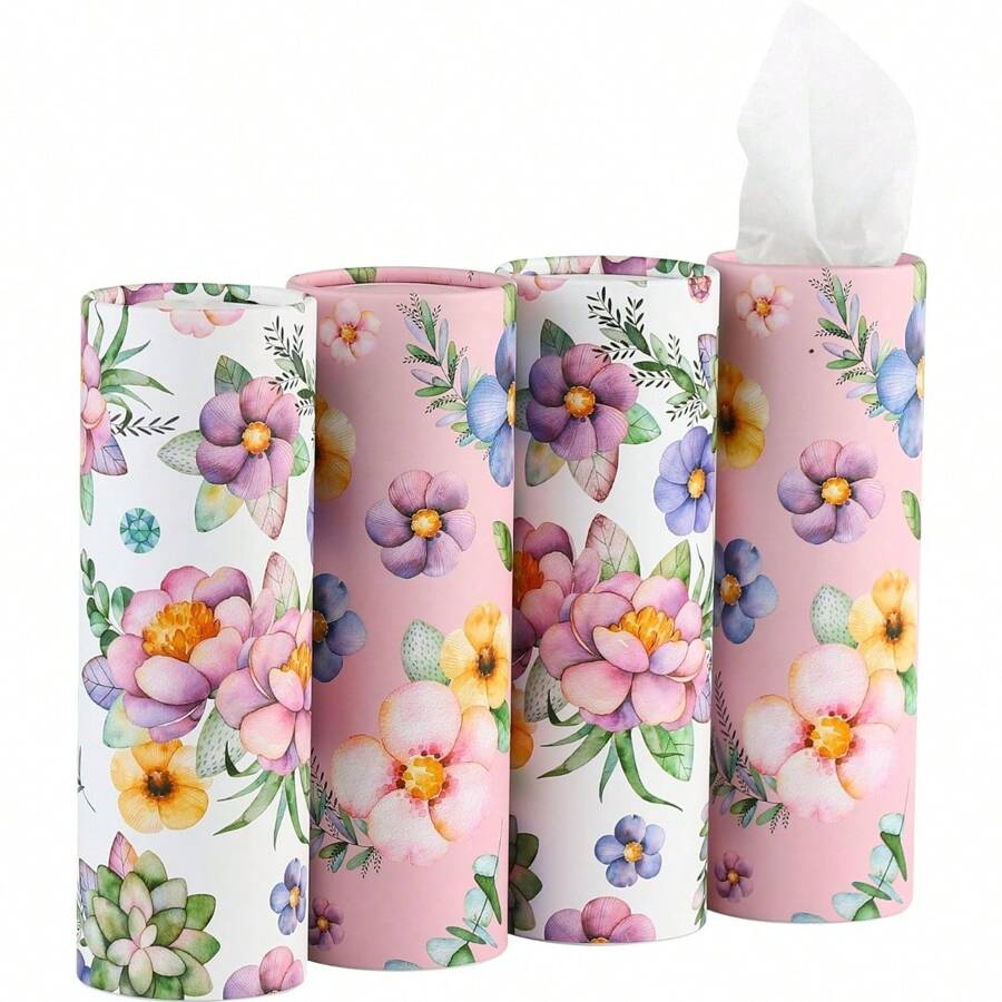 Car Tissues Holder With Facial Tissues - 4 PK - Travel Tissue Tubes Box ...