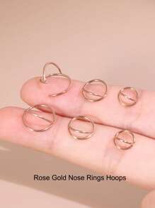 6pcs/set Simple Gold Double Nose Ring Single Piercing For Women And Men ...
