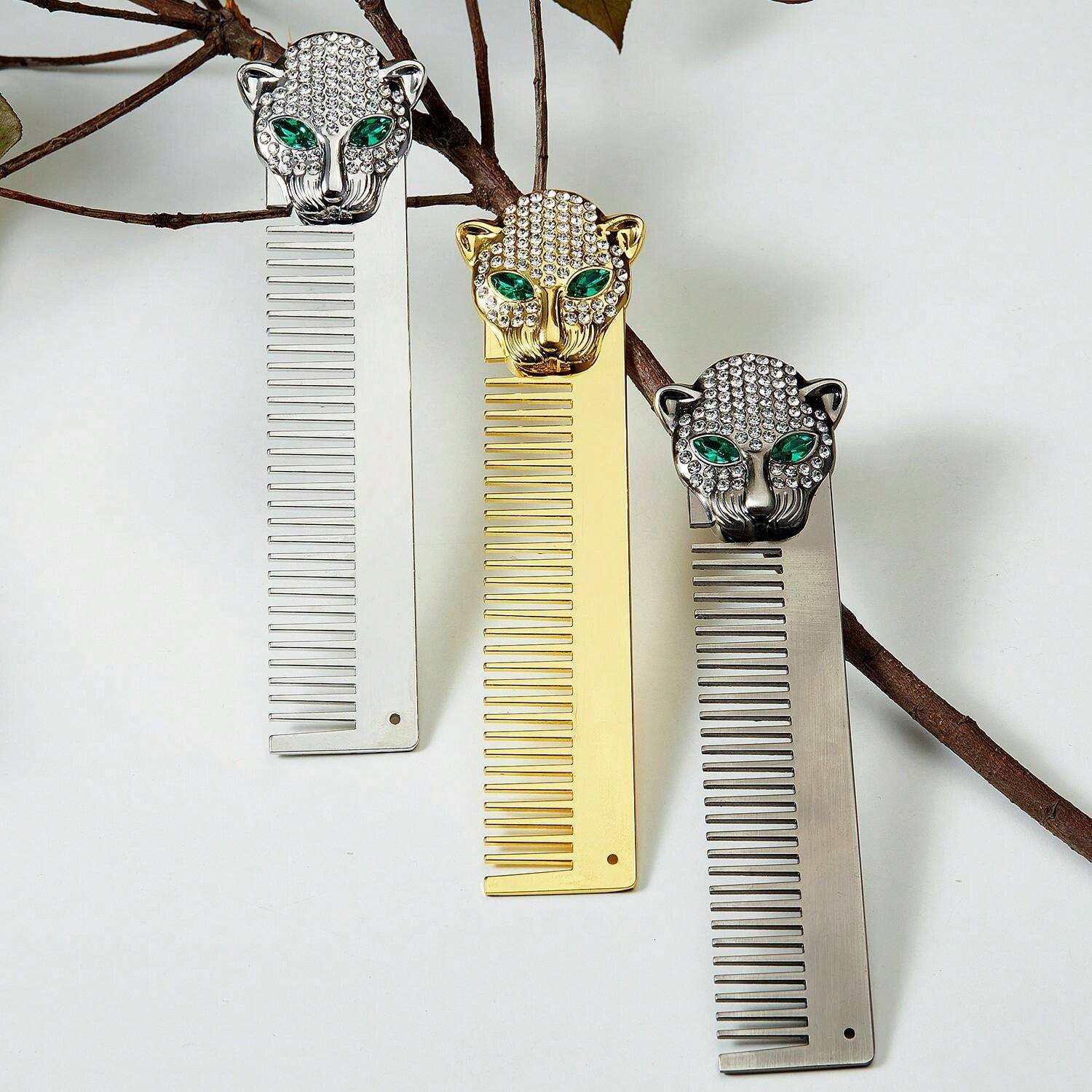 Leopard Head Metal Mustache And Beard Comb For Men, Perfect For ...