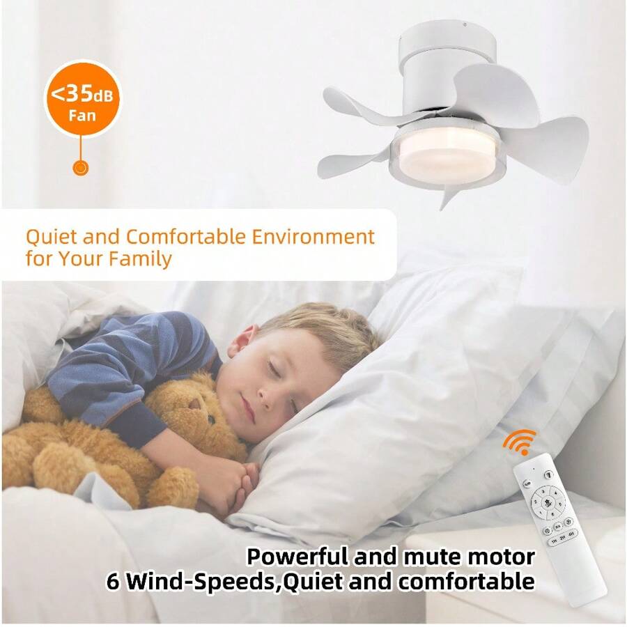 21 Inch Ceiling Fan With 3 Color Temperatures Light And Remote Control ...