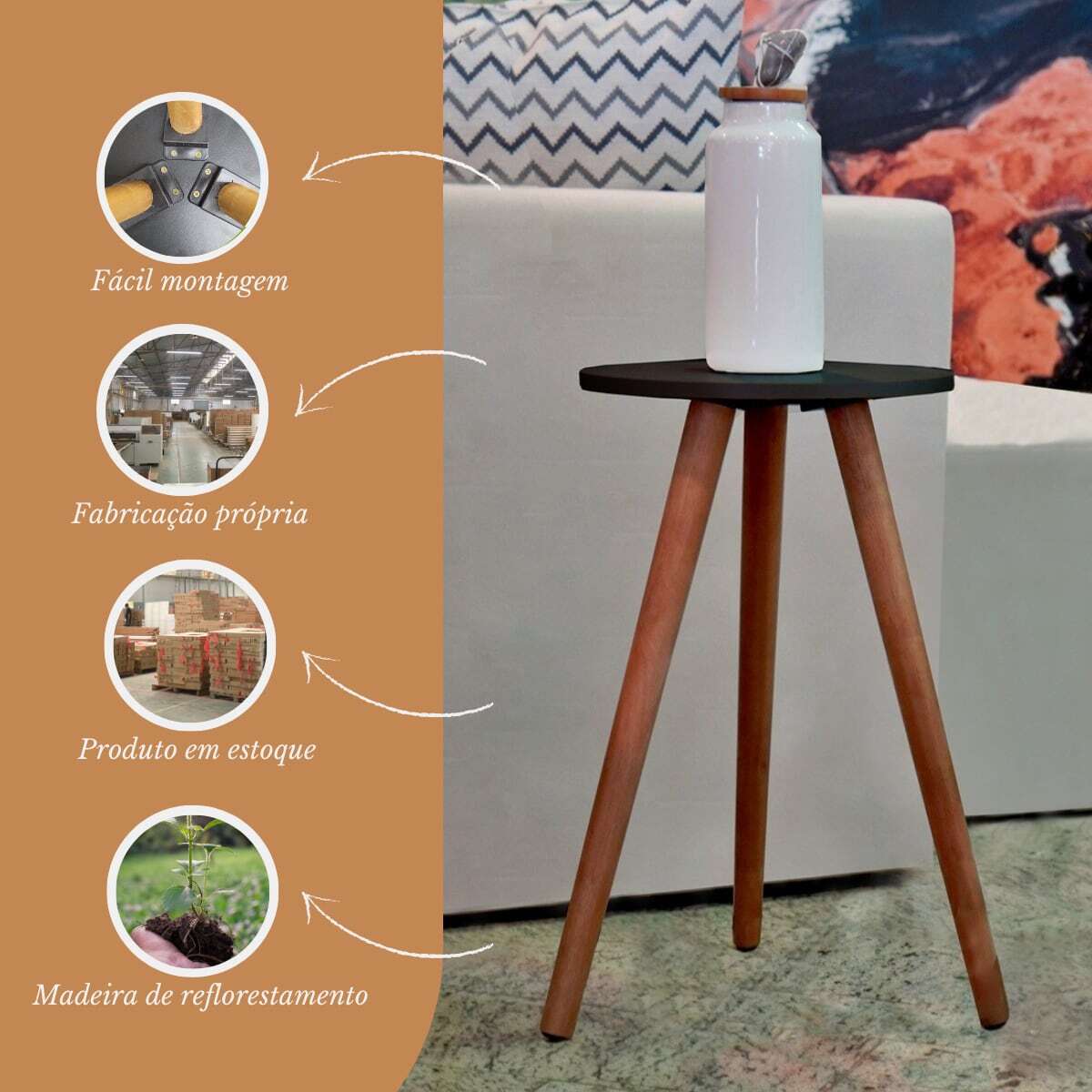 Trio Set Of Round Side Tables For Living Room With Retro Toothpick Legs ...