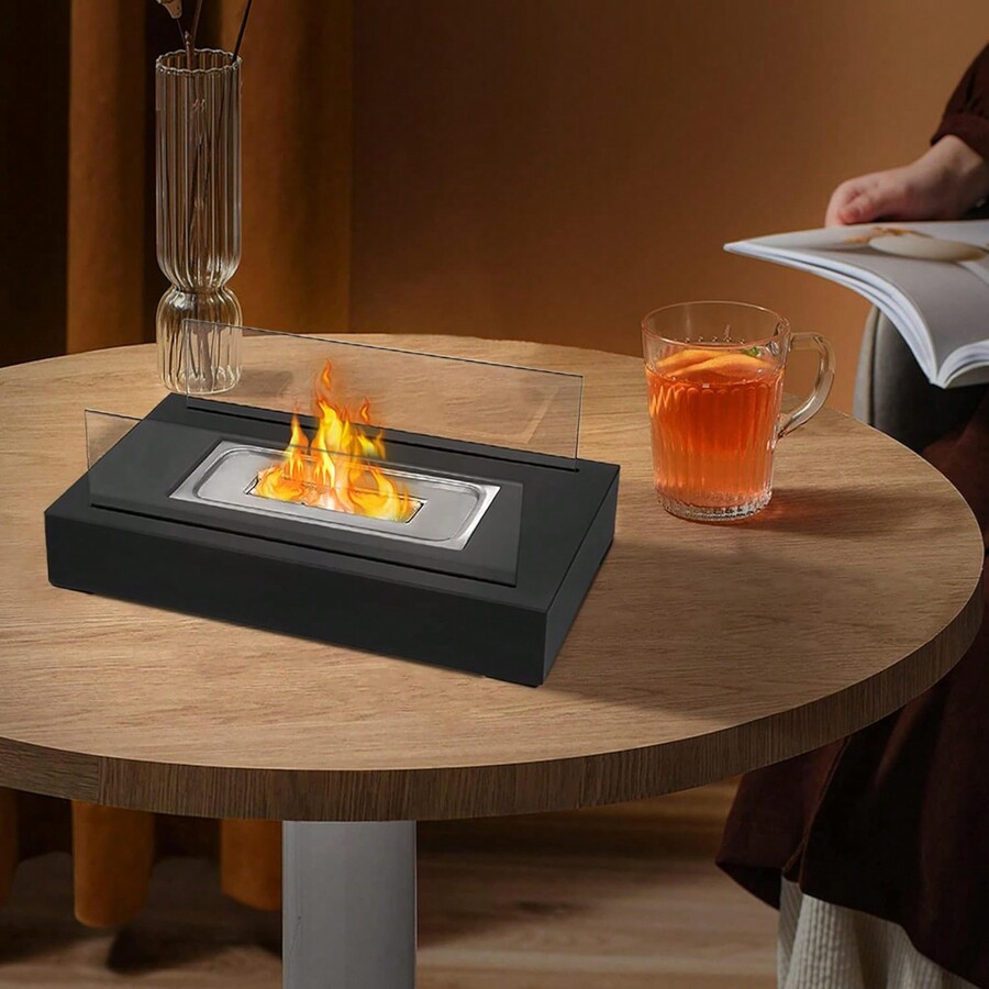 LILIIN tafelhaard bio-ethanol, rond/rechthoek met 2 stukken glas ...