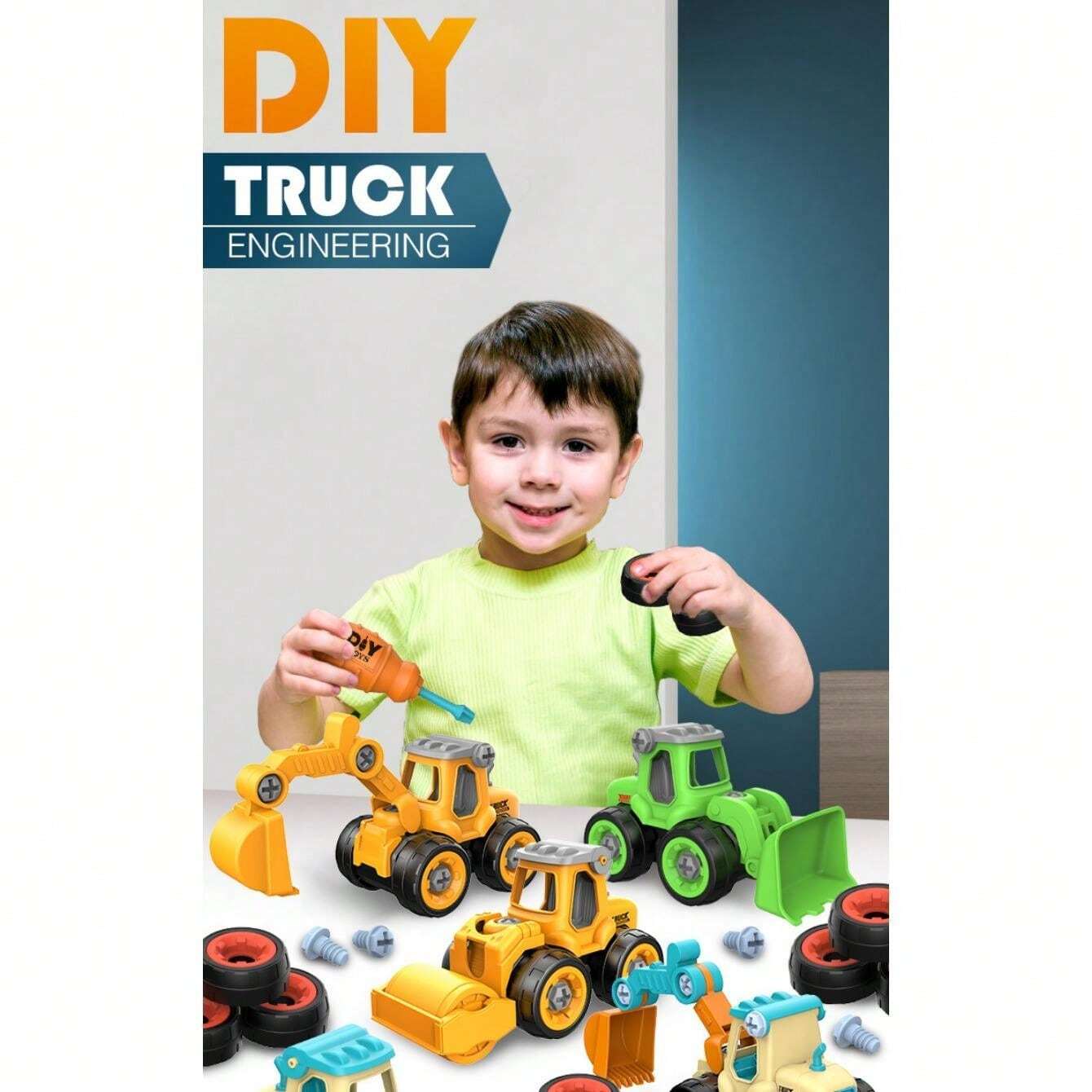 DIY Disassembly & Assembly Construction Truck Toy Set, Boys Screw ...