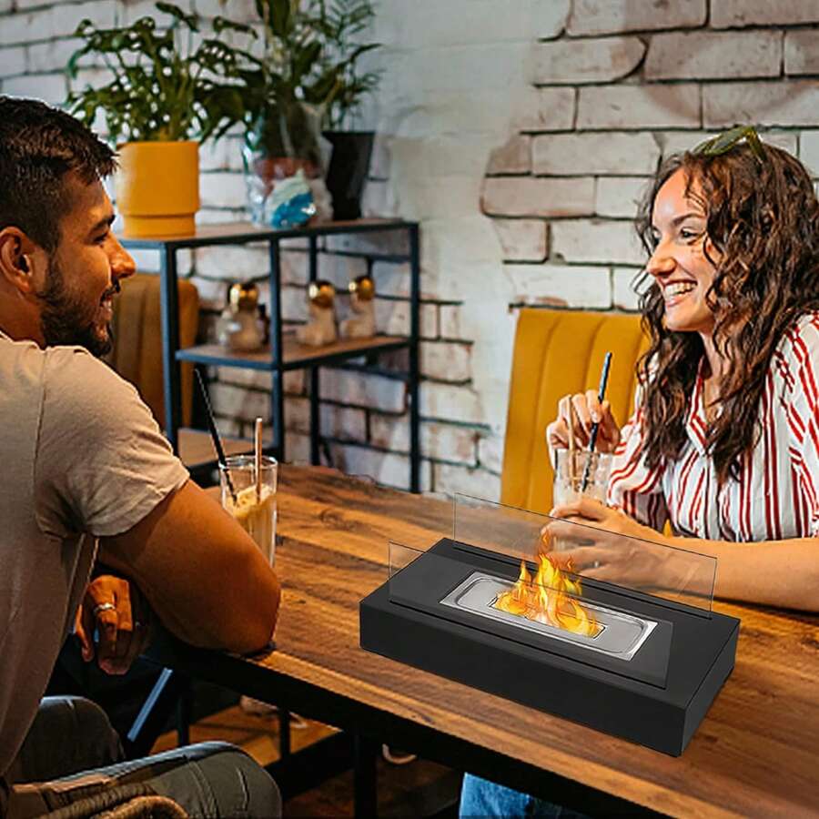 LILIIN tafelhaard bio-ethanol, rond/rechthoek met 2 stukken glas ...