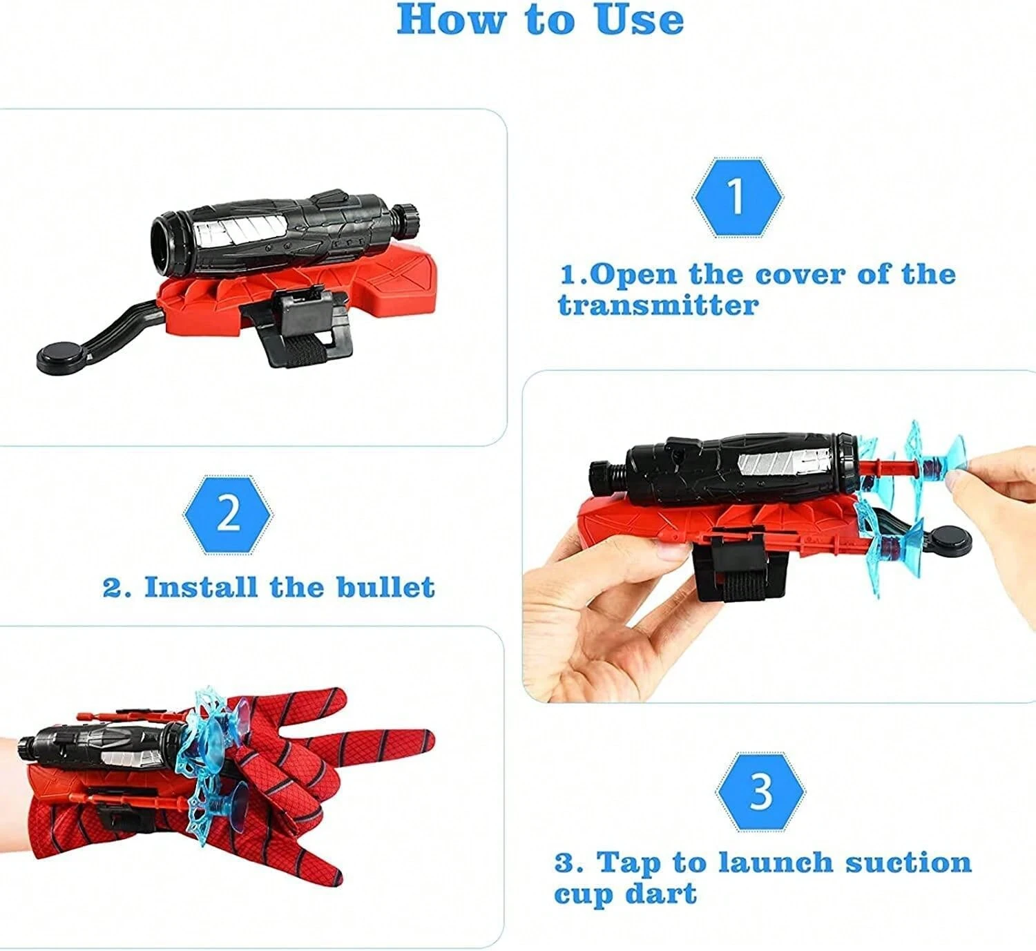 Hero Wrist Launcher Web Shooter Zuignap Zachte Kogel Pistool Met ...