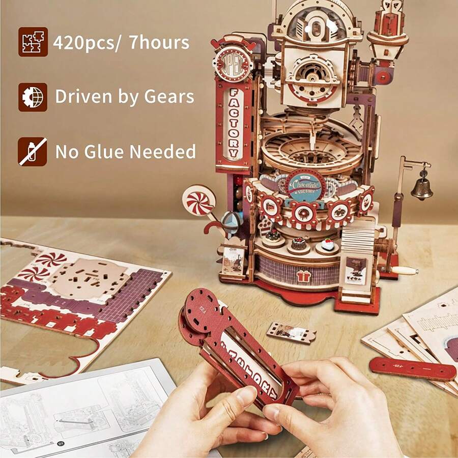 ROKR 3D Puzzles For Adults Chocolate Factory Building Kits Wooden Model ...
