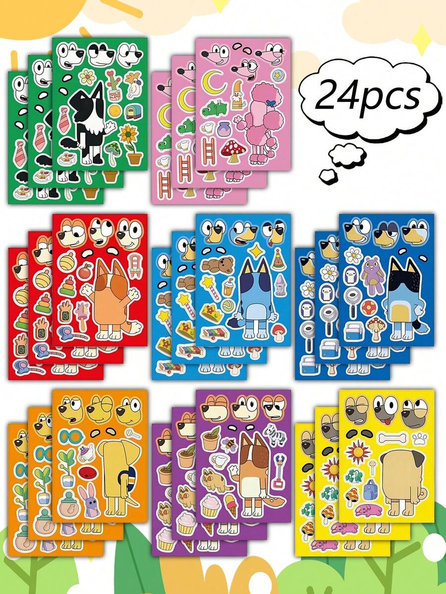 8/16/24/48 Sheets Make A Face Stickers For Kids, Cartoon Stickers, DIY ...