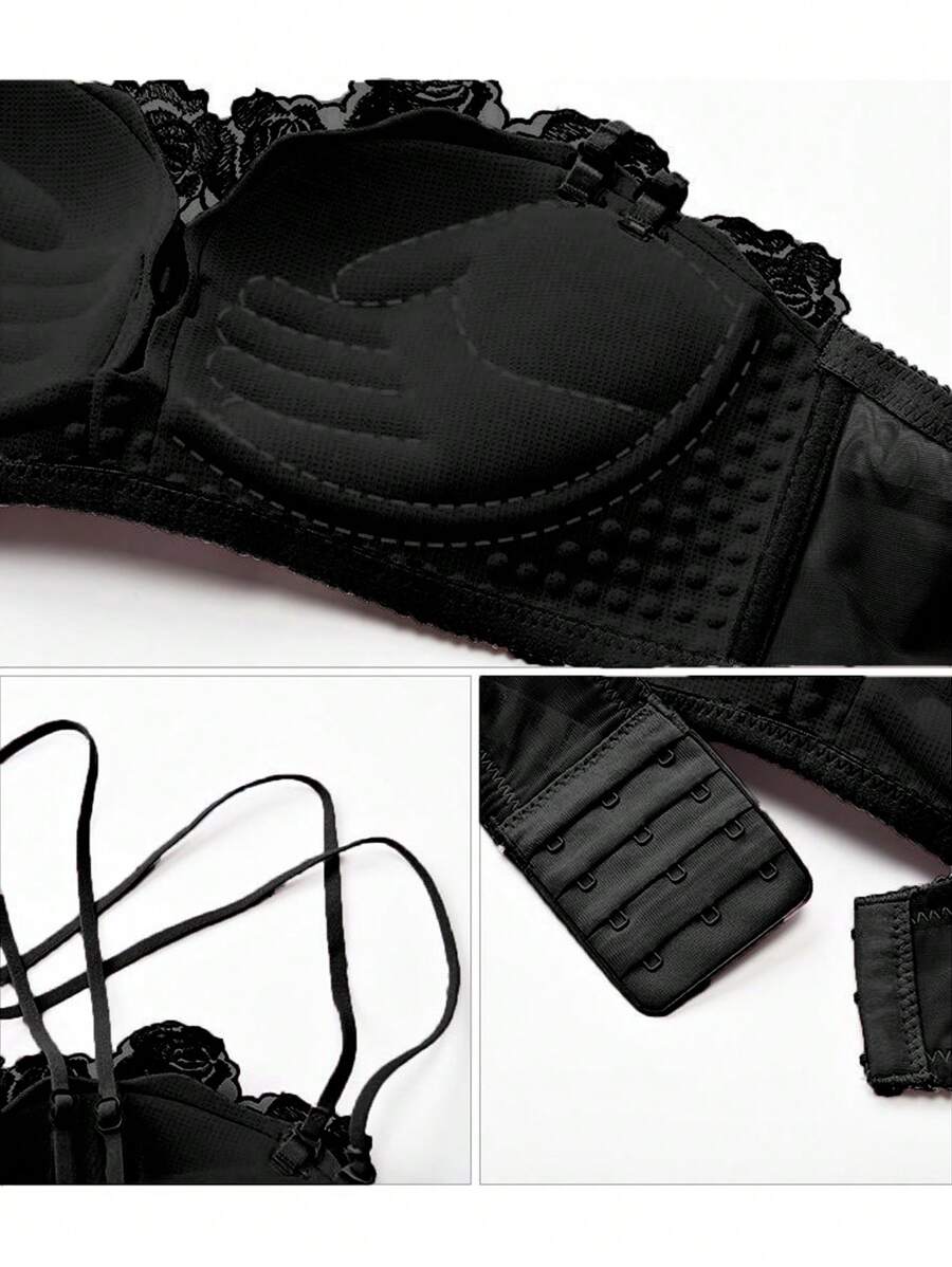 Ladies' Purple Lace Bra, Push-Up For Small Breasts And Backless, Sexy ...