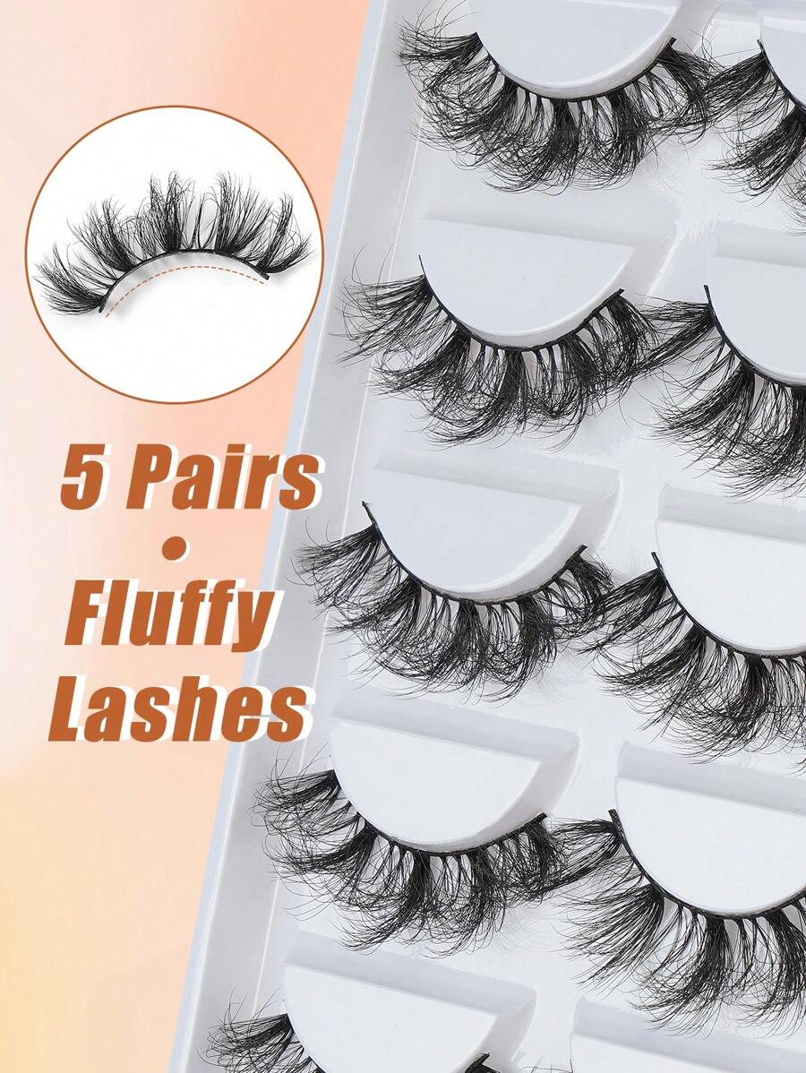 MAGEFY 5 Pairs 5D Faux Mink False Eyelash Fluffy Hair Wispy Volume ...